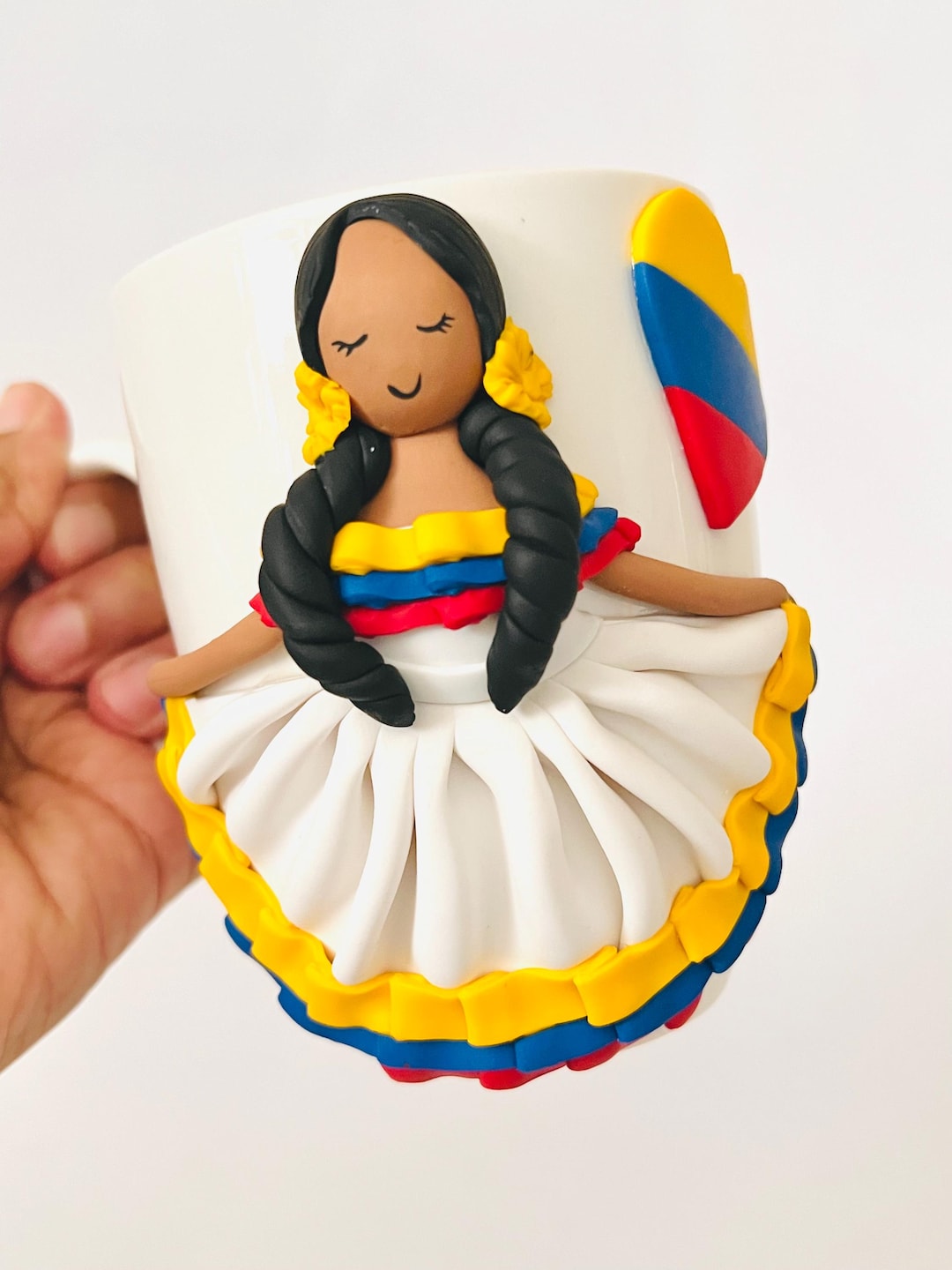 Personalized Colombian Doll Mug: Handmade Polymer Clay Souvenir - Etsy