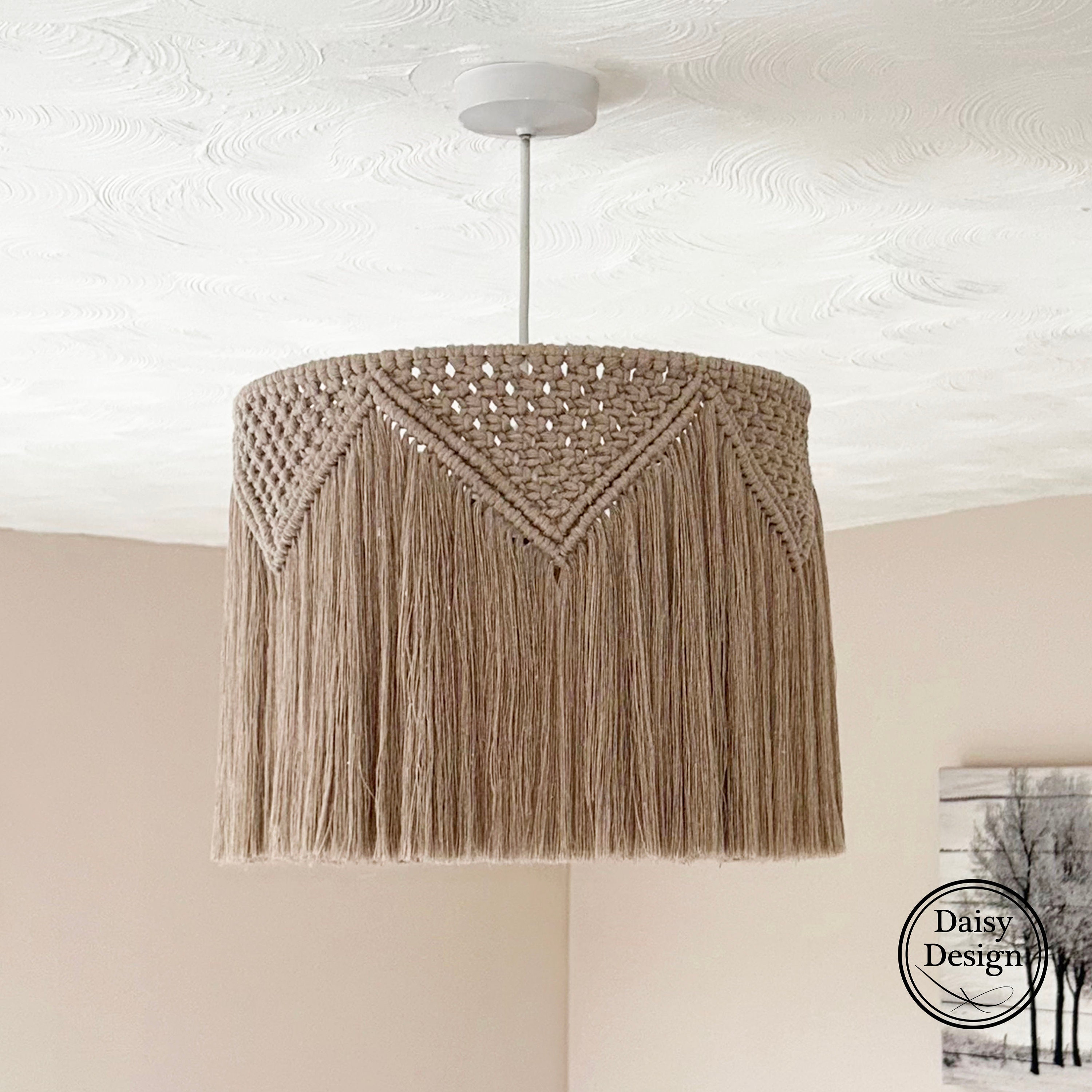 Macrame Lampshade, Macrame Chandelier, Tassel Pendant, Fringe Ceiling ...