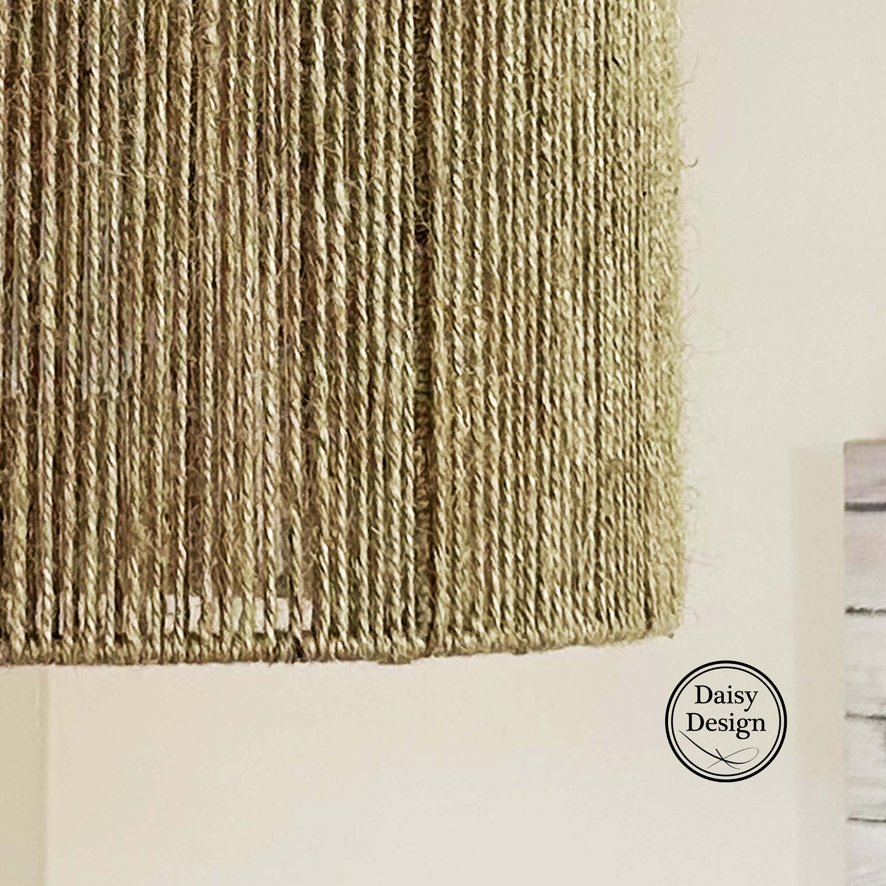 Natural Jute Lampshade, Jute Drum Pendant, Jute Table Lamp, Bohemian ...