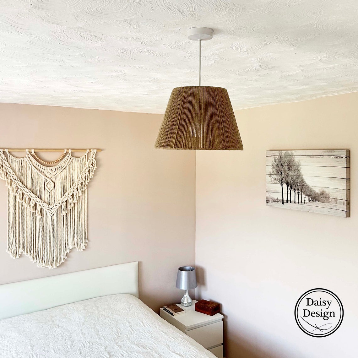 Natural Jute Lampshade Jute Chandelier Bohemian Ceiling - Etsy