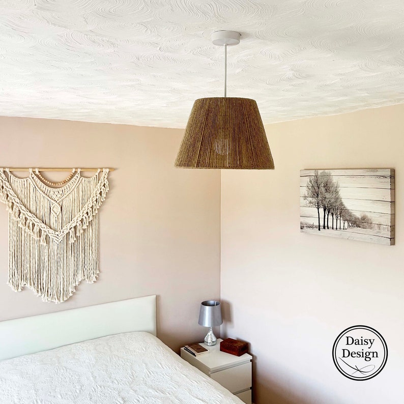 Natural Jute Lampshade, Jute Chandelier, Bohemian Ceiling Pendant, Boho ...