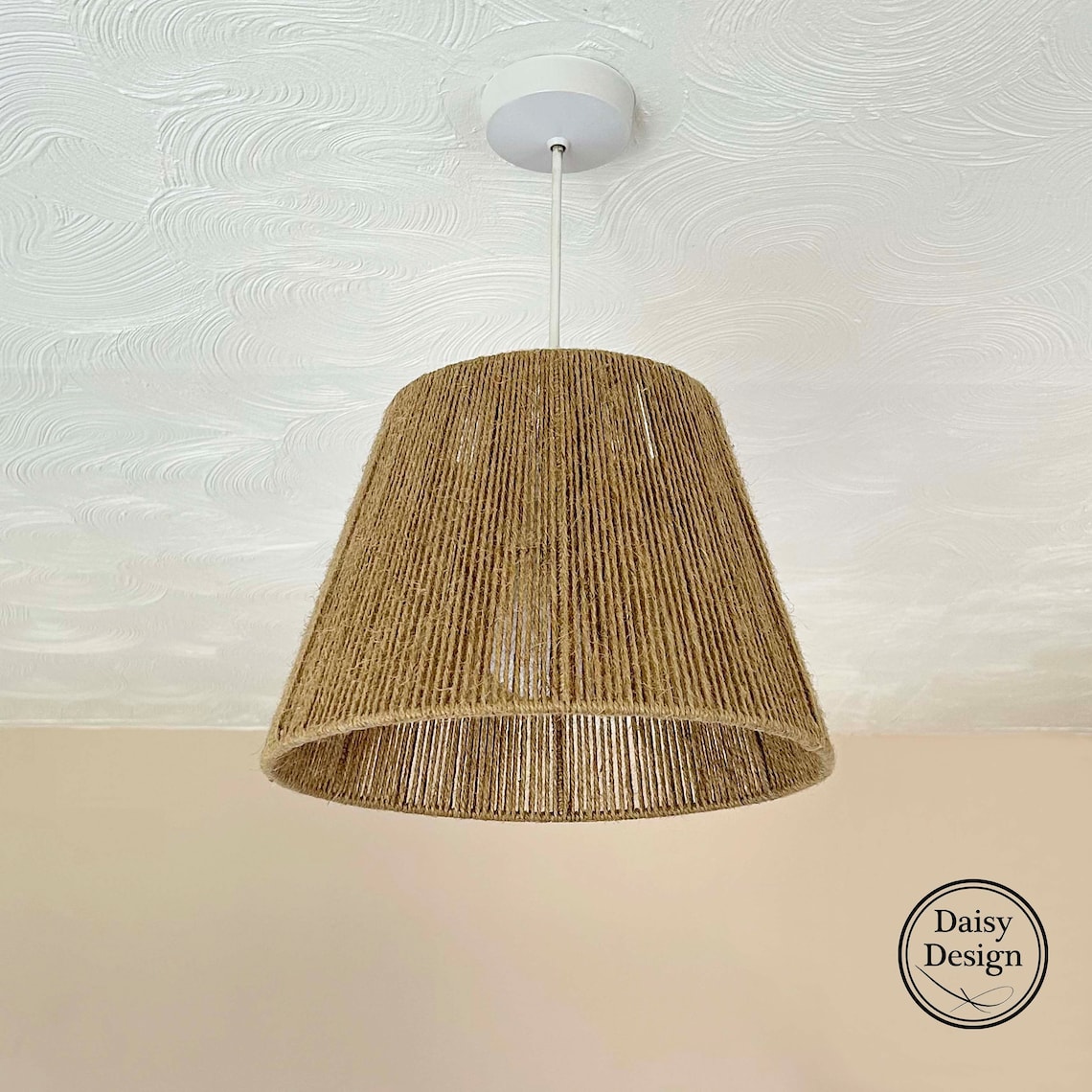 Natural Jute Lampshade Jute Chandelier Bohemian Ceiling - Etsy