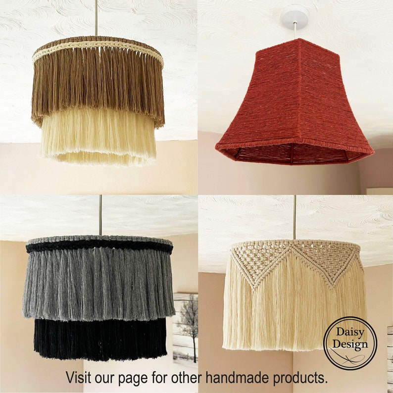 Natural Jute Lampshade Jute Chandelier Bohemian Ceiling - Etsy