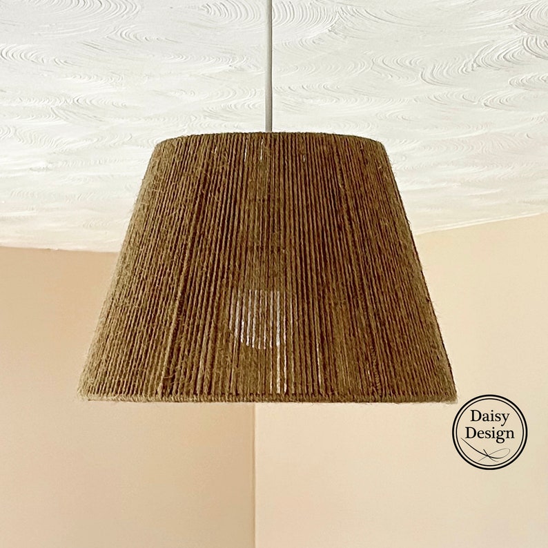 Natural Jute Lampshade, Jute Chandelier, Bohemian Ceiling Pendant, Boho ...