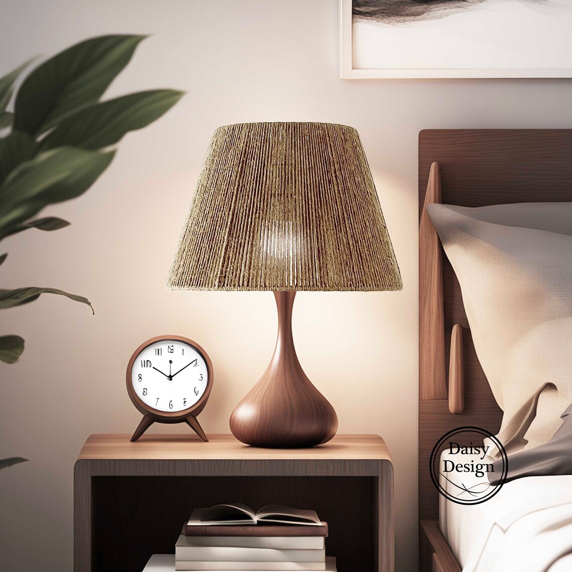 Natural Jute Table Lampshade, Jute Bedside Lamp, Bohemian Pendant, Boho ...