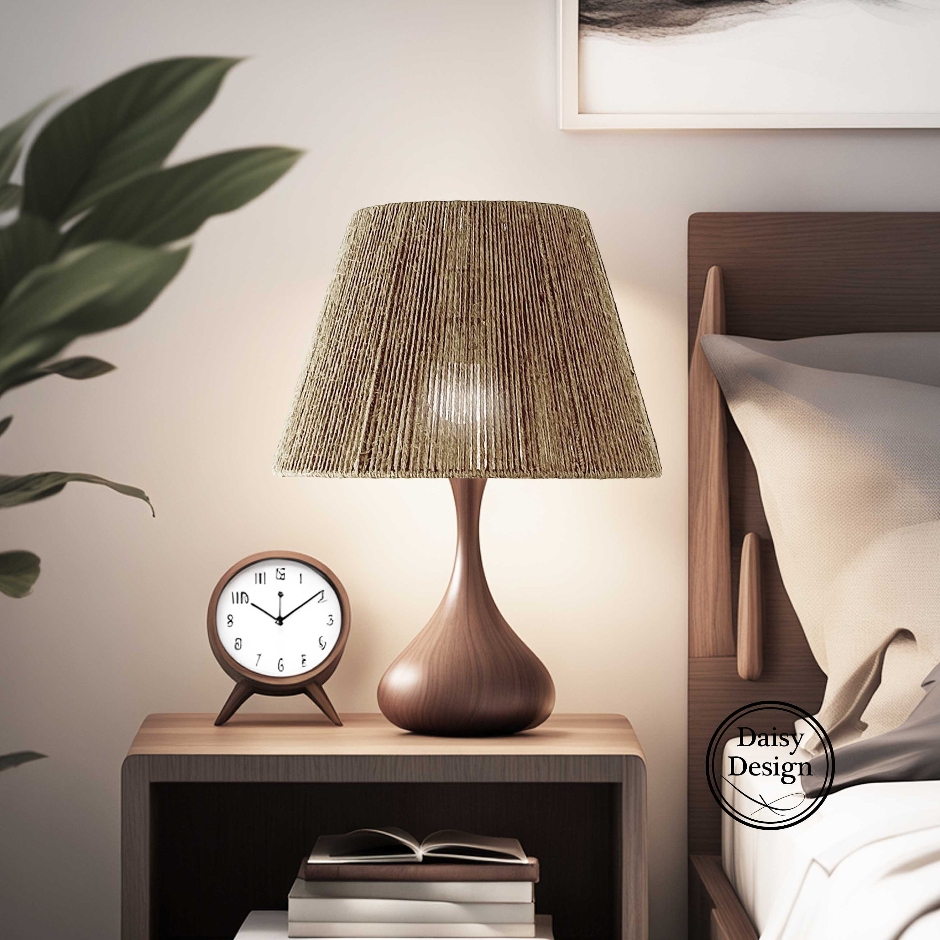 Natural Jute Table Lampshade, Jute Bedside Lamp, Bohemian Pendant, Boho ...