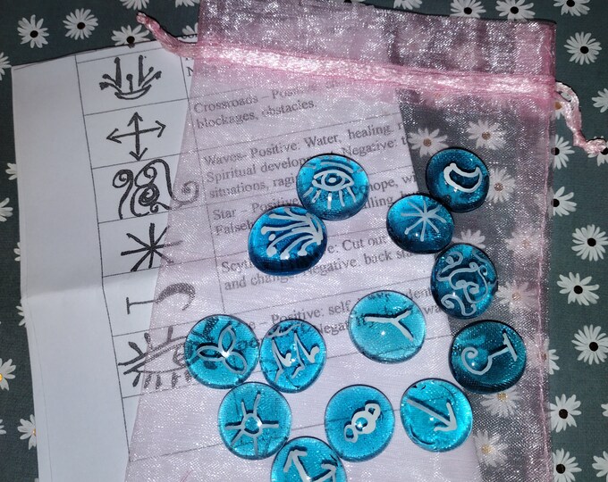 Hand Painted Witch's Runes Glass Gems - Etsy