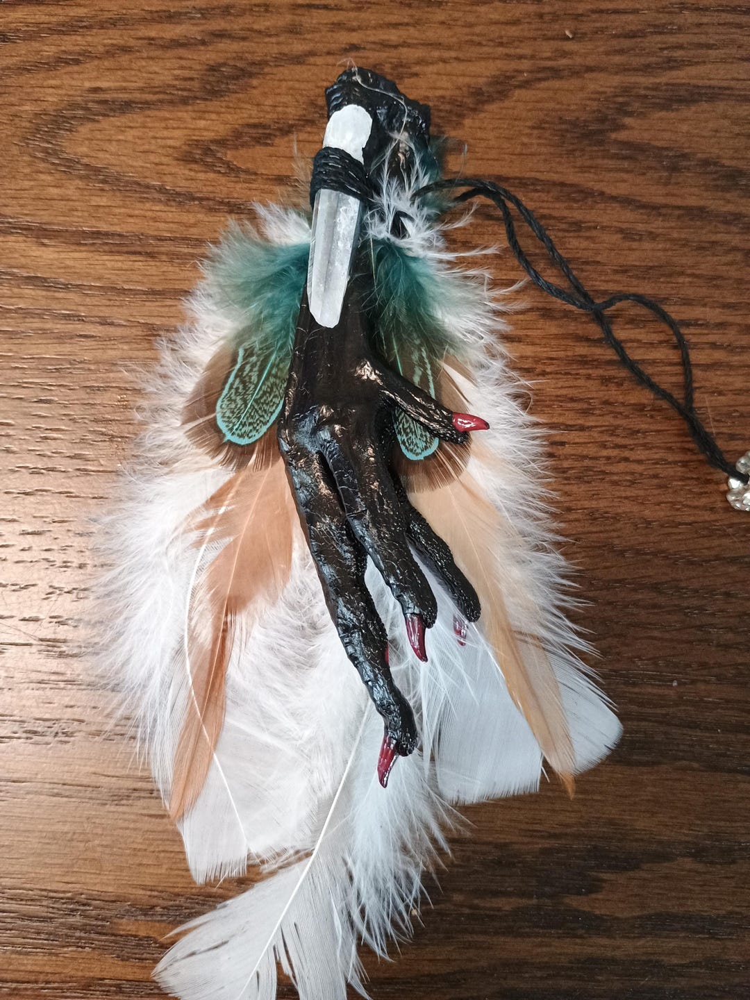 Chicken Foot Protection Amulet With Feather and Quartz Point #8 - Etsy