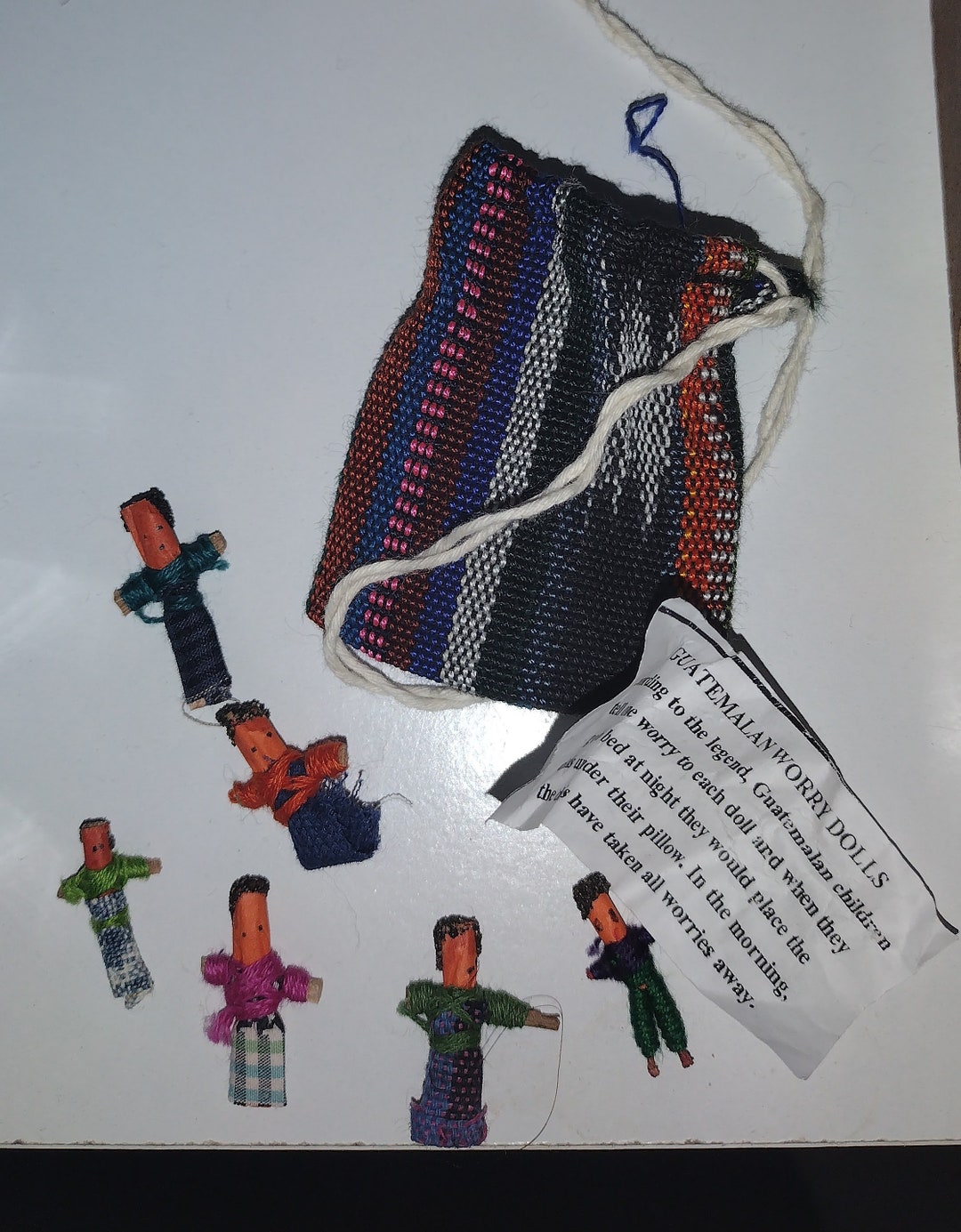 Guatemala Worry Dolls a Family of Six With Pouch and Instruction Sheet ...