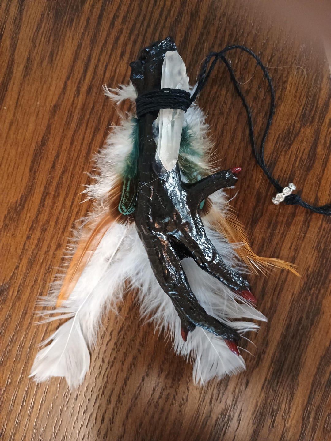 Chicken Foot Protection Amulet With Crystal Point and Feathers #9 - Etsy