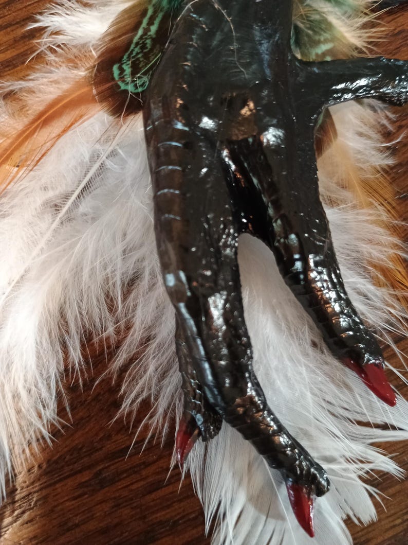 Chicken Foot Protection Amulet With Crystal Point and Feathers #9 - Etsy