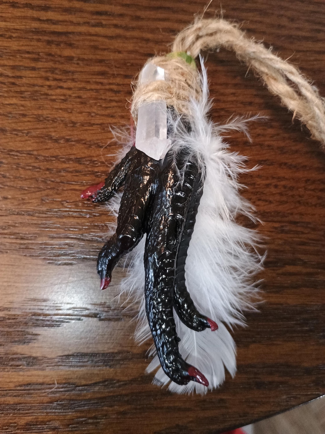 Chicken Foot Protection Amulet With Feathers and Quartz Point #2 - Etsy