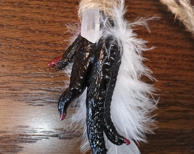 Chicken Foot Protection Amulet With Feathers and Quartz Point #2 - Etsy