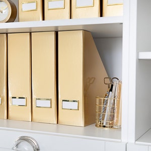 Blu Monaco Foldable Gold Magazine File Holder With Gold Label Holder ...