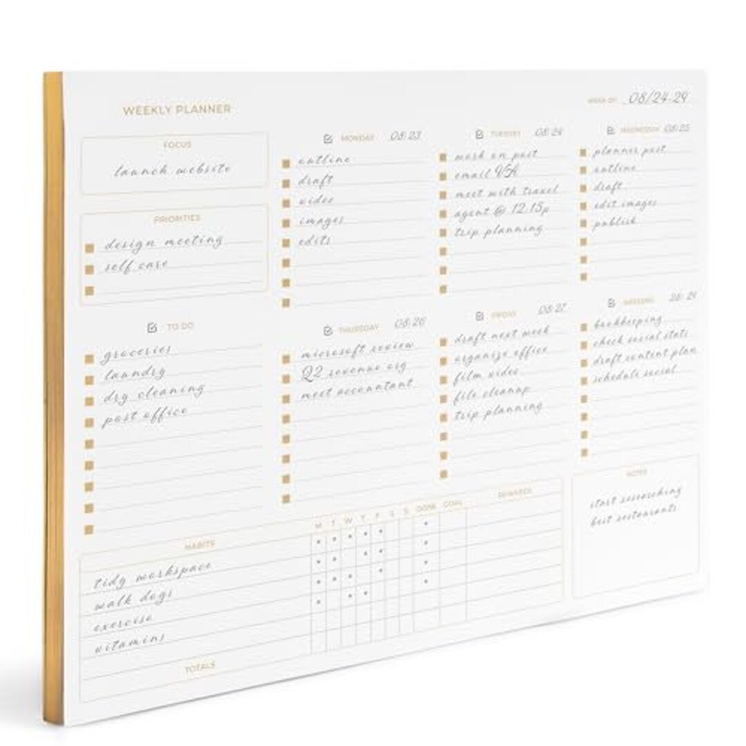 Undated Weekly Planner Pad Undated Planner Weekly Calendar Pad 8.5 X 11 ...