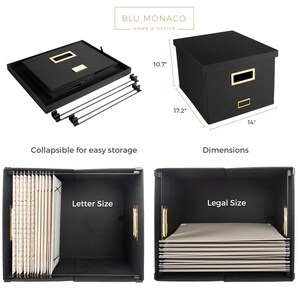 BLU MONACO File Boxes for Hanging Files With Lid: Black Document ...