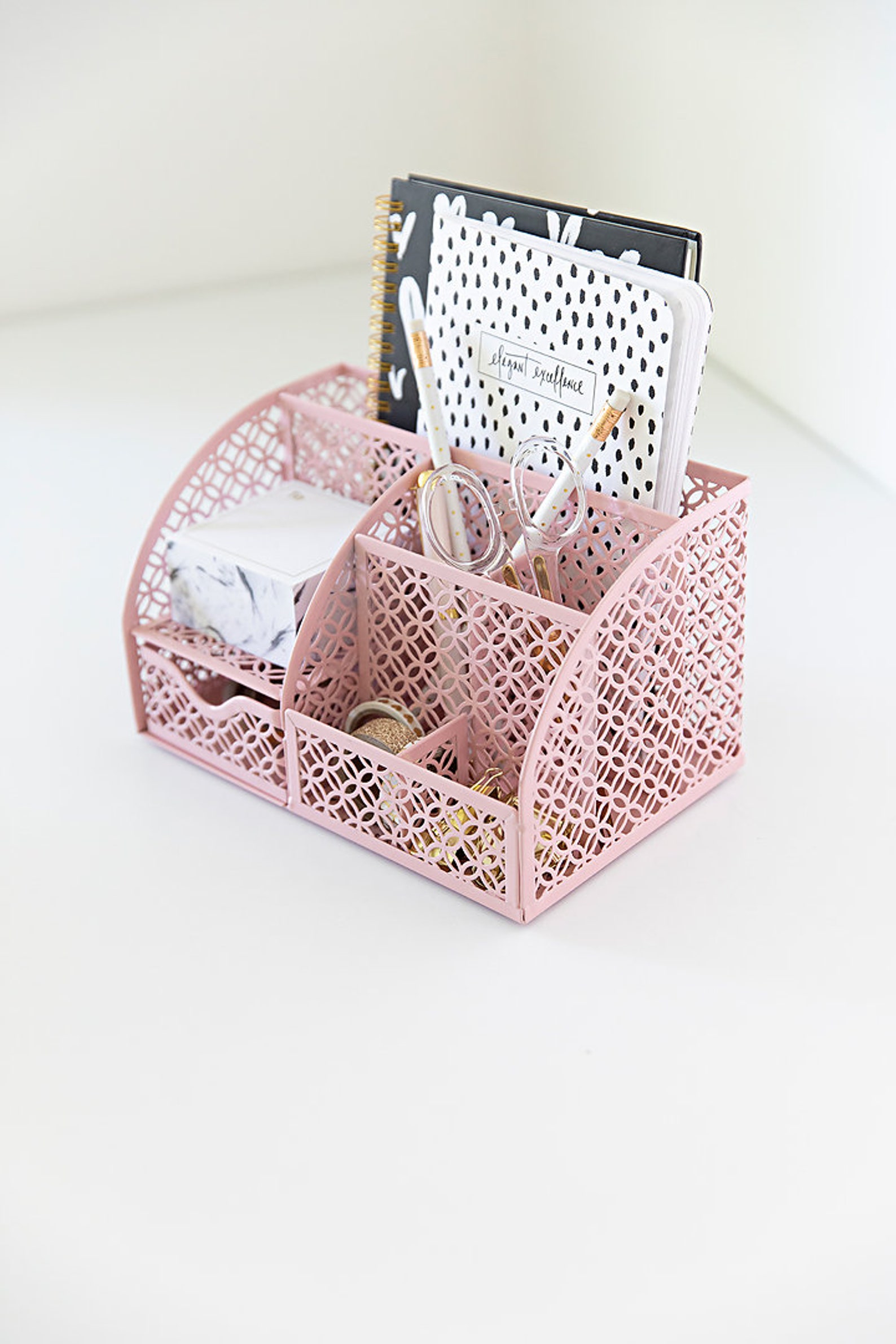 Blu Monaco Light Pink Desk Organizer With Drawer - Etsy