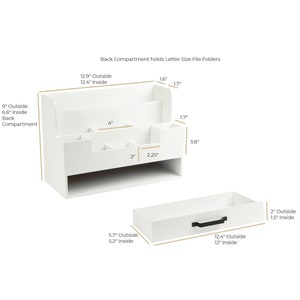 White Wood Organizer for Accessories and Office Supplies Wood Desk ...