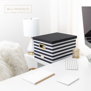 BLU MONACO Paper Organizer Storage: Portable File Box With Handle ...