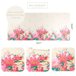 Cream Floral Desk Mat Large Computer Mat 35 X 15.7 Mouse Pad - Etsy