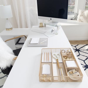 Desk Drawer Organizer Tray for Office Organization Gold Metal Large ...