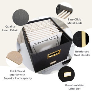 BLU MONACO File Boxes for Hanging Files With Lid: Black Document ...