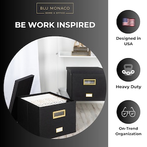 BLU MONACO File Boxes for Hanging Files With Lid: Black Document ...