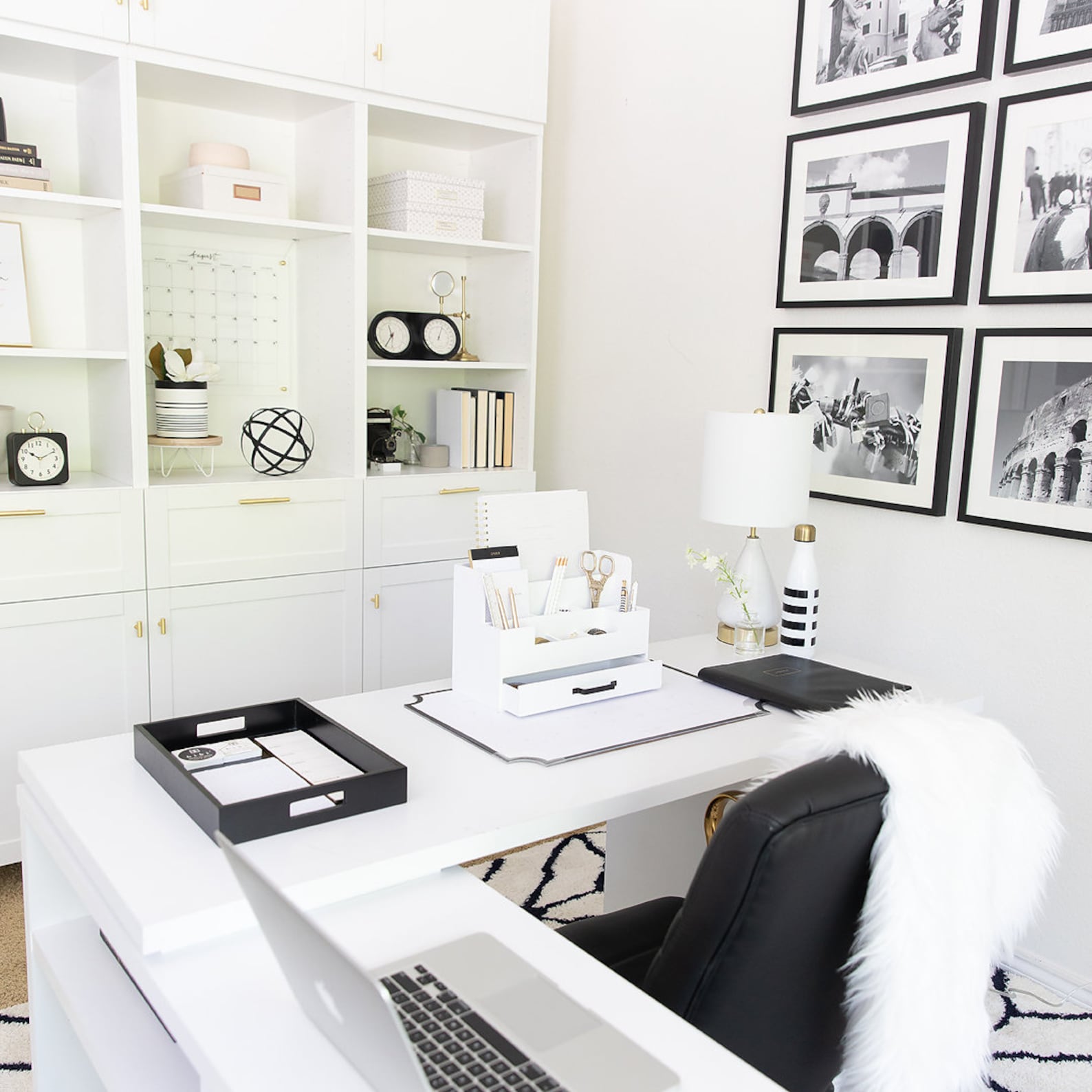 White Wood Organizer for Accessories and Office Supplies Wood Desk ...