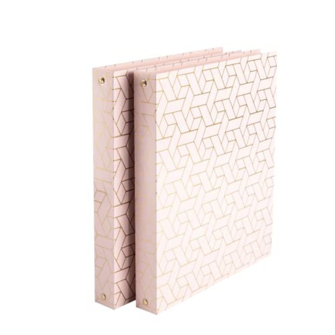 Geometric Gold Foil Lighter Pink Binder 3 Ring Set of 2-1 Inch Binders ...