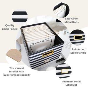 BLU MONACO Paper Organizer Storage: Portable File Box With Handle ...