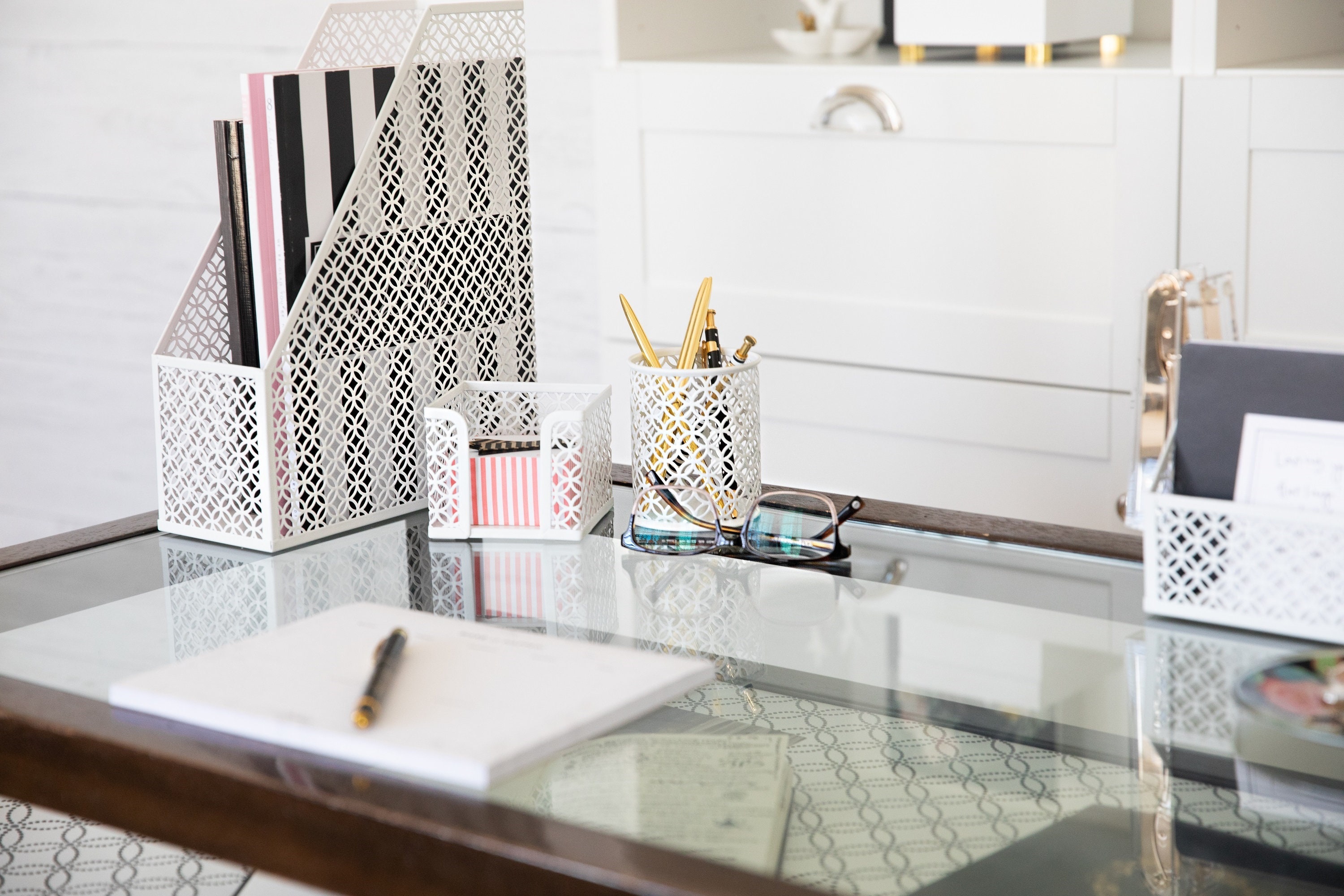 Blu Monaco White 6 Piece Desk Organizer Set | Etsy