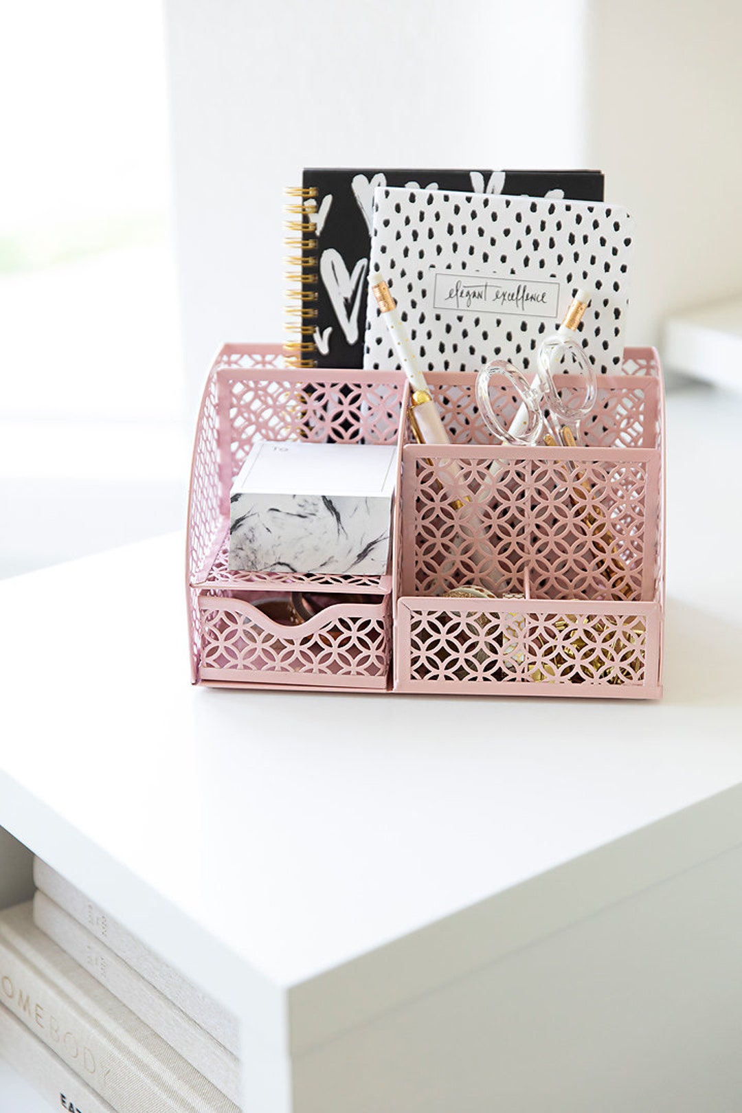 Blu Monaco Light Pink Desk Organizer With Drawer - Etsy