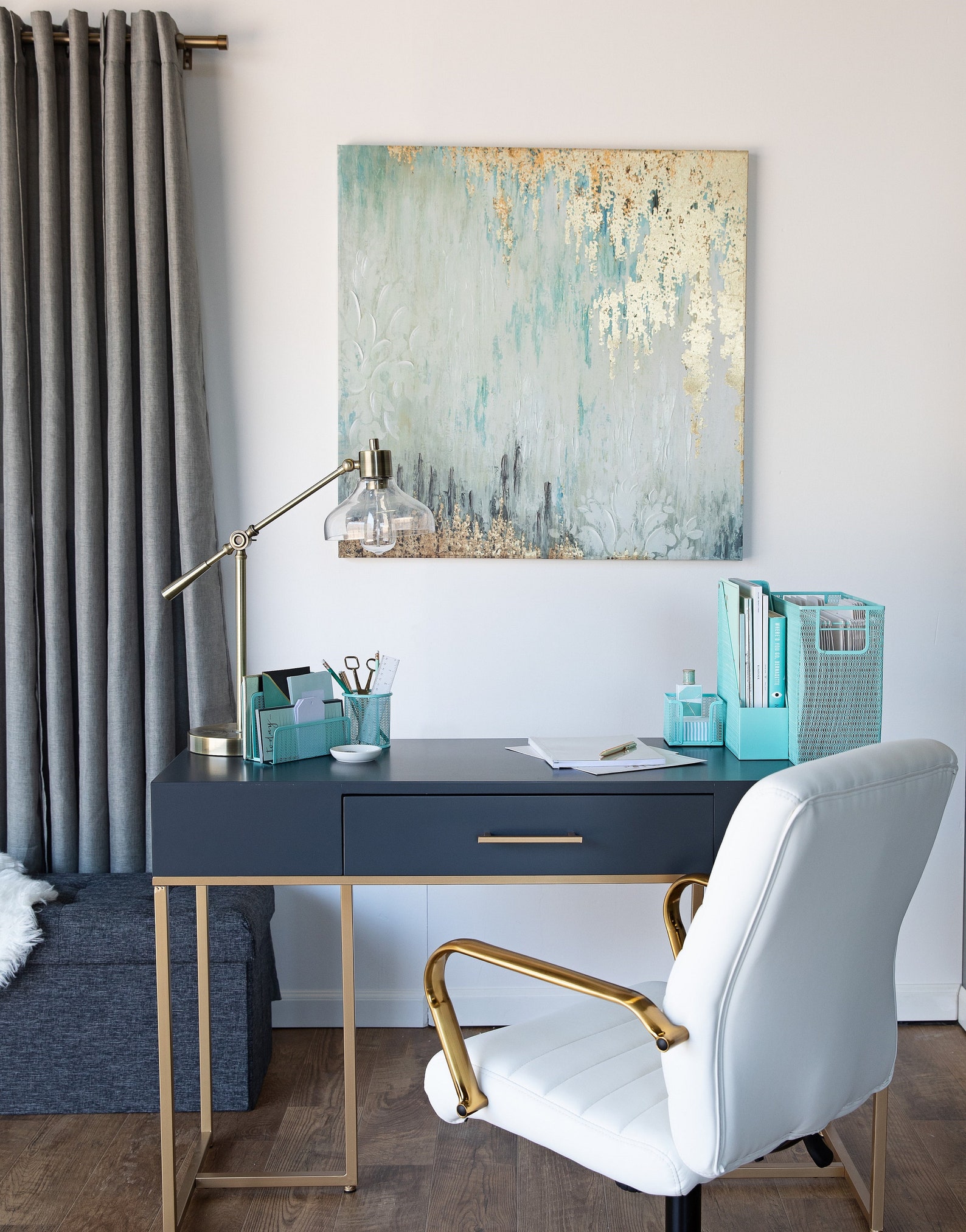 Blu Monaco Aqua 5 Piece Cute Desk Organizer Set Desk | Etsy