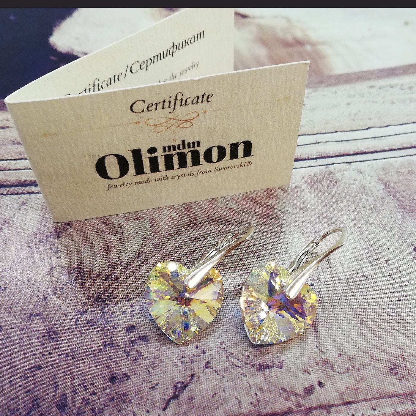 Silver Earrings With Swarovski® Heart Crystals 14 Mm - Etsy