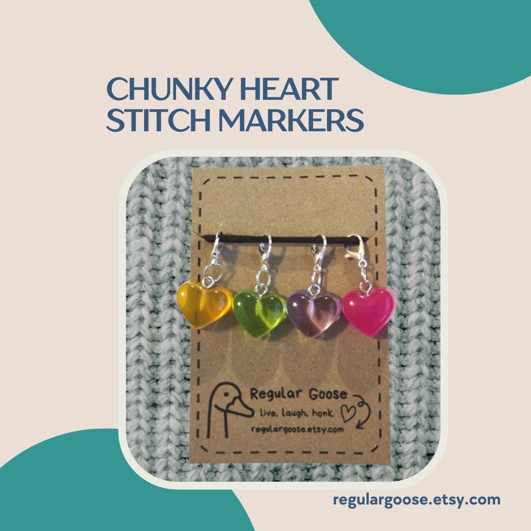 Chunky Colourful Heart Stitch Markers (set of 4) - Etsy