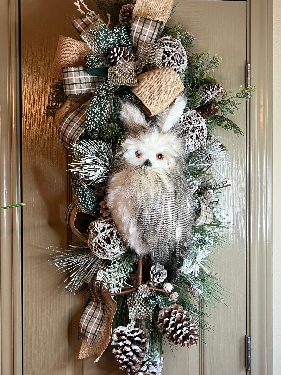 Winter Owl Swag Door Decor - Etsy