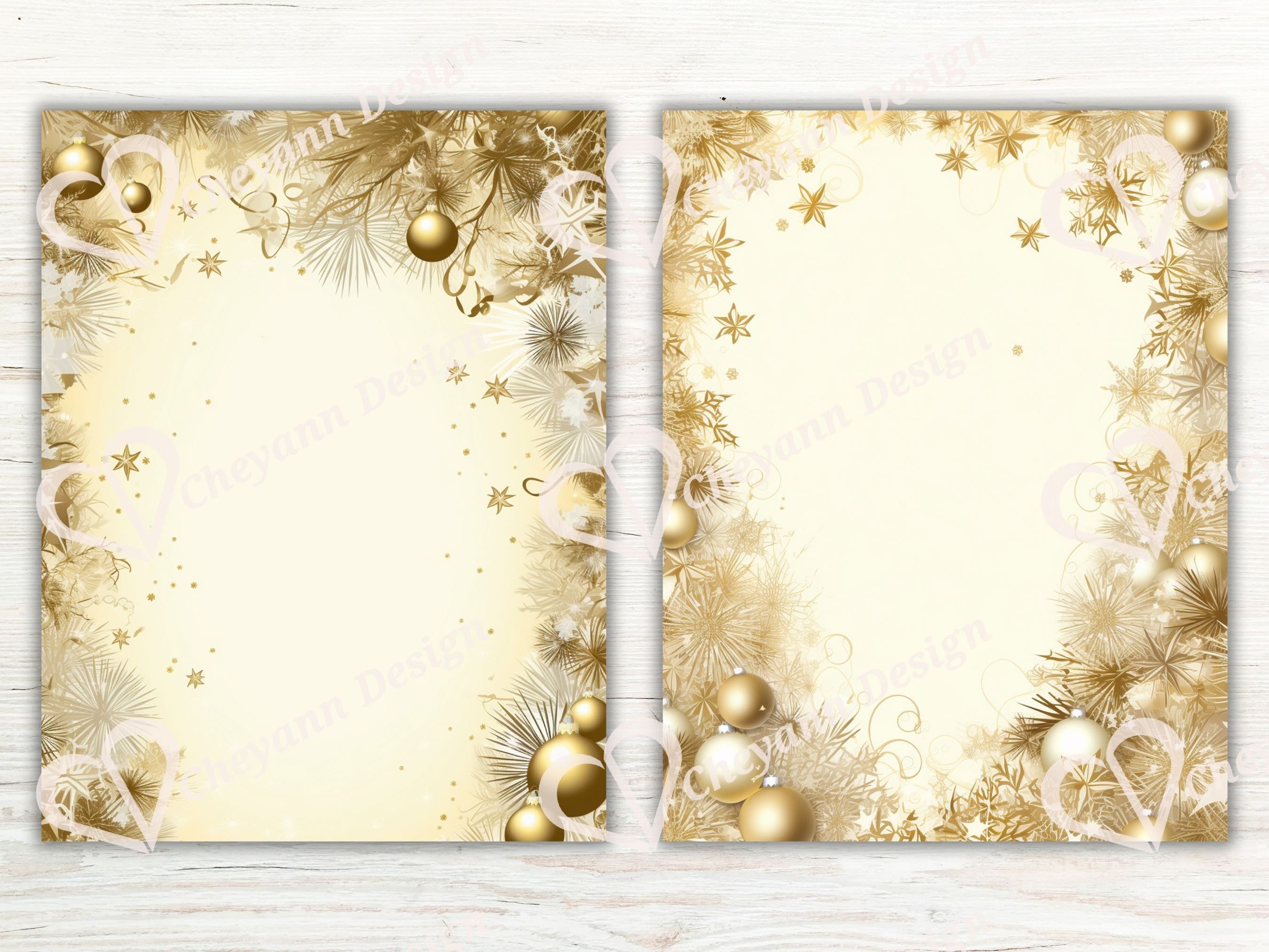 Golden Christmas Theme Digital Paper Stunning Holiday Designs for Cards ...