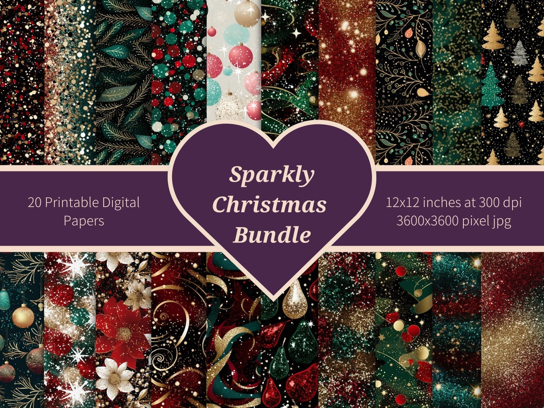 Christmas Glitter Digital Paper, Seamless Printable, Great for ...