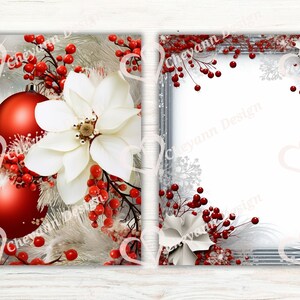 Poinsettias Digital Paper Collection Beautiful Christmas Card Patterns ...