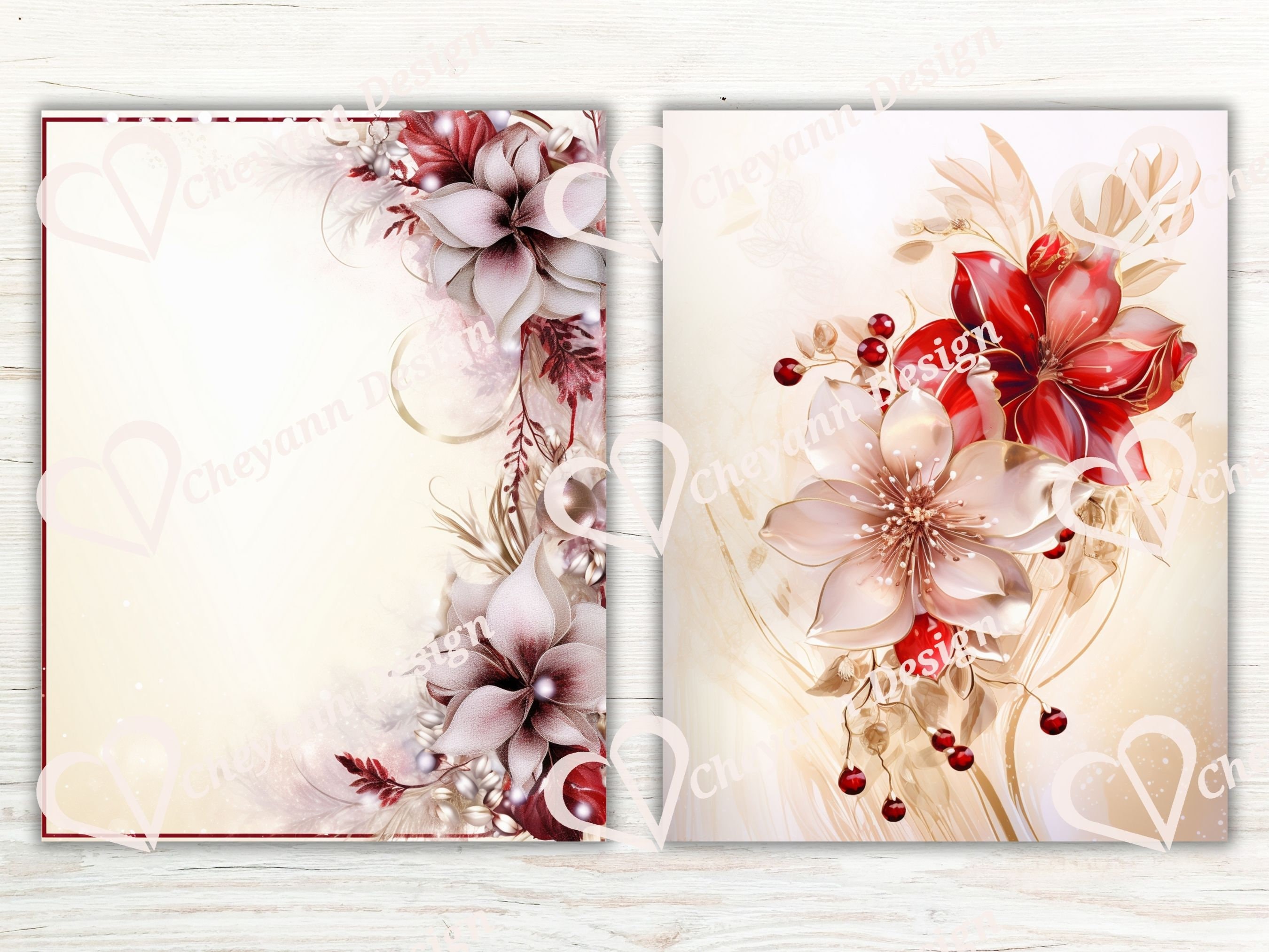 Poinsettia Digital Paper: Stunning Card Making Designs Ideal for ...