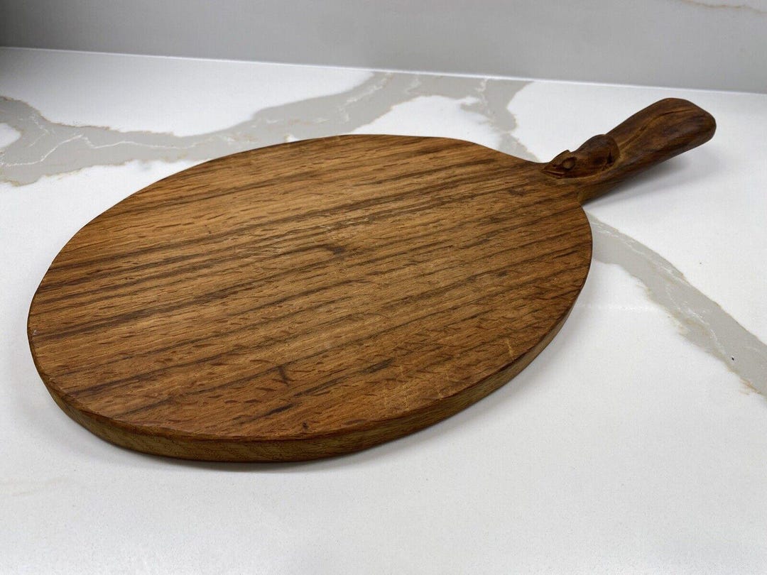 Robert Thompson mouseman Oak Hand Carved Paddle Cheese Board - Etsy