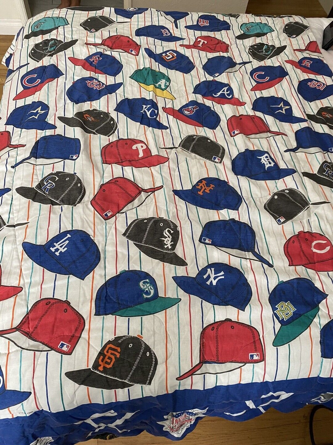 Vintage 1996 MLB Hat Print Comforter Includes Teams or Logos - Etsy