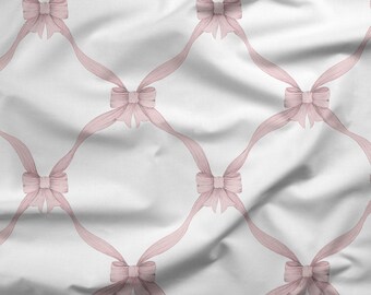 Pink Bow Print Fabric | Etsy