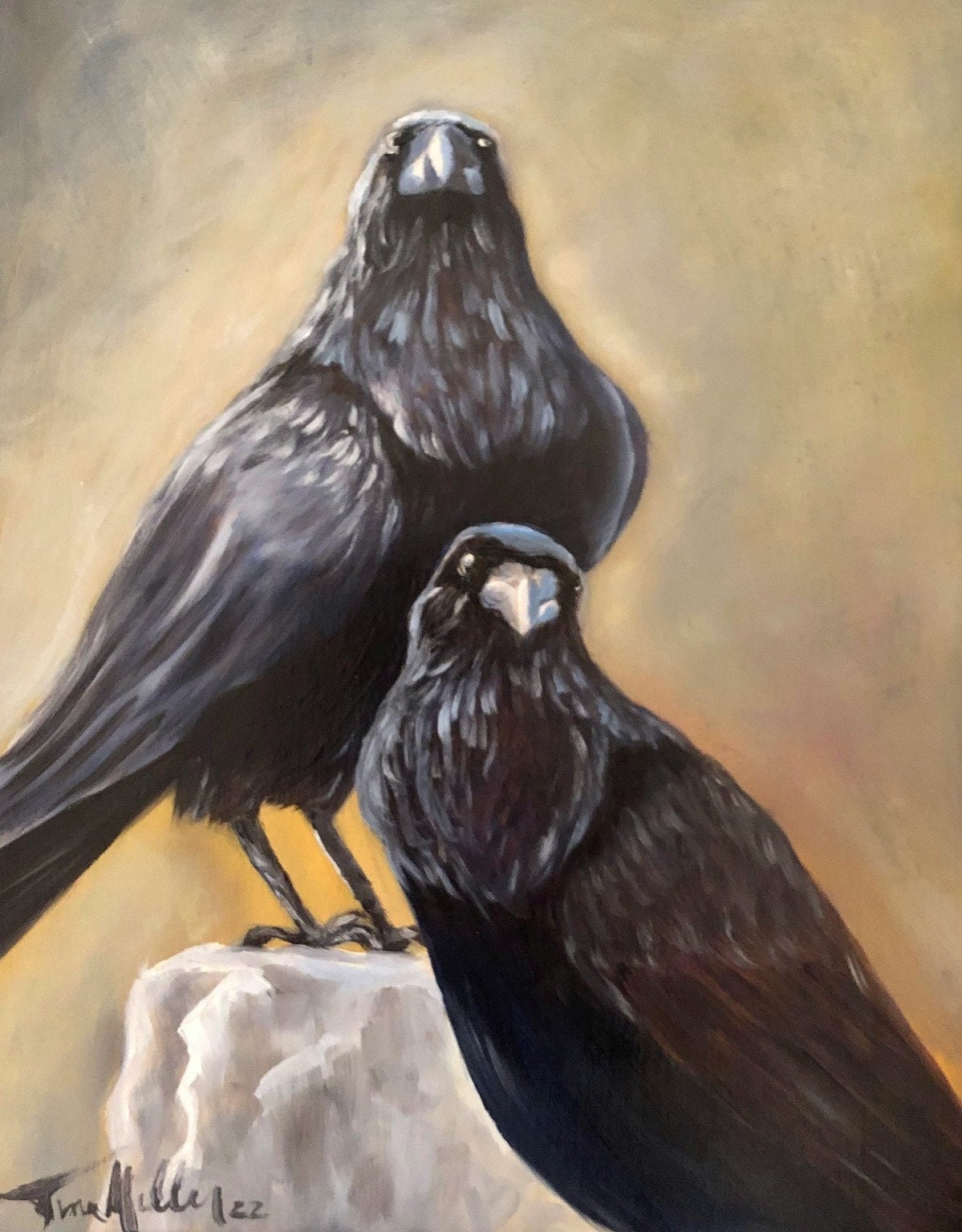 Oil Painting two Crows - Etsy