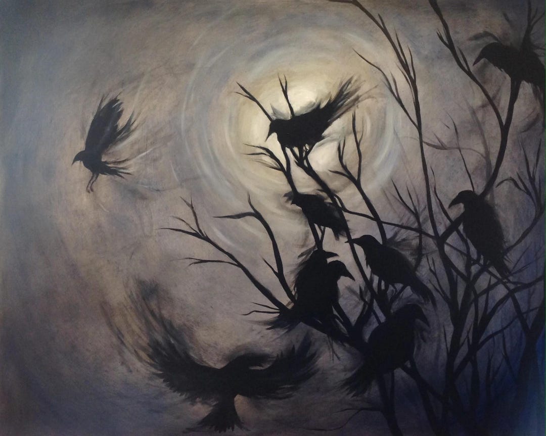 Digital Print 18"x12" "evening Crows" - Etsy