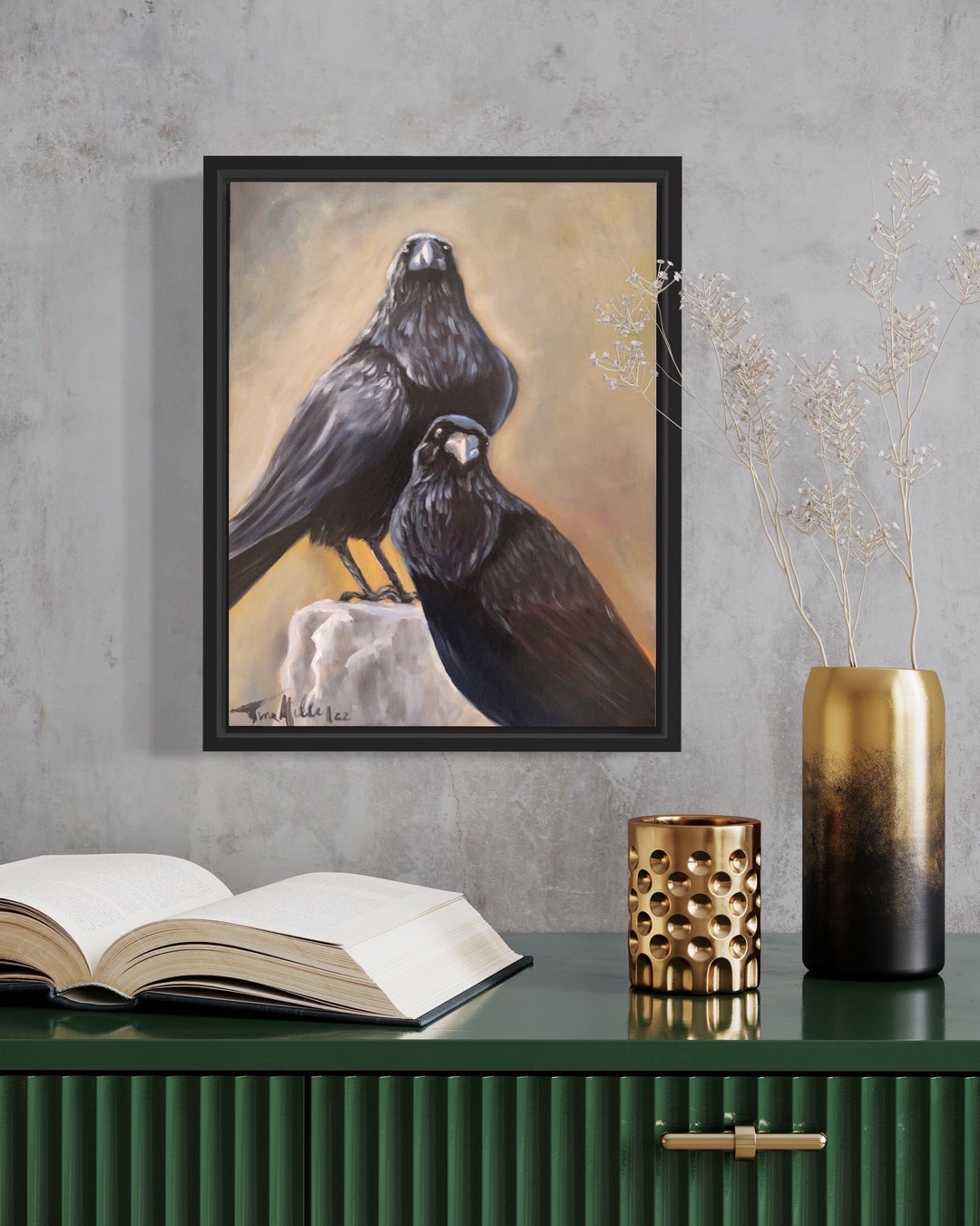 Oil Painting "two Crows" - Etsy