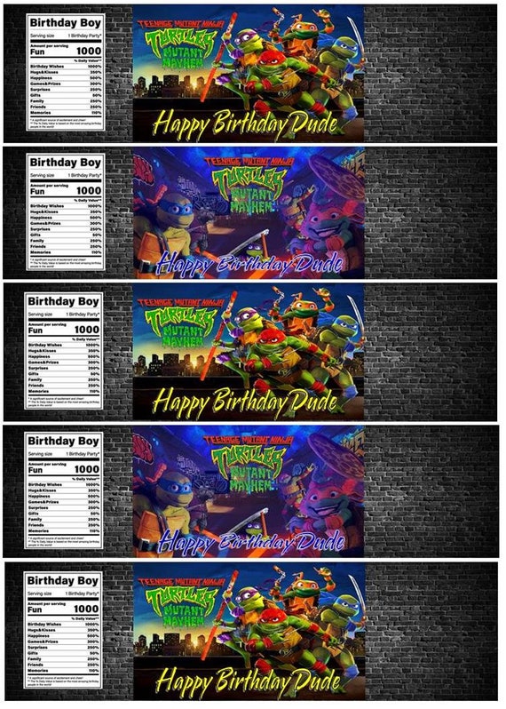 Ninja Turtle Party Labels TMNT Birthday So Dang Fun