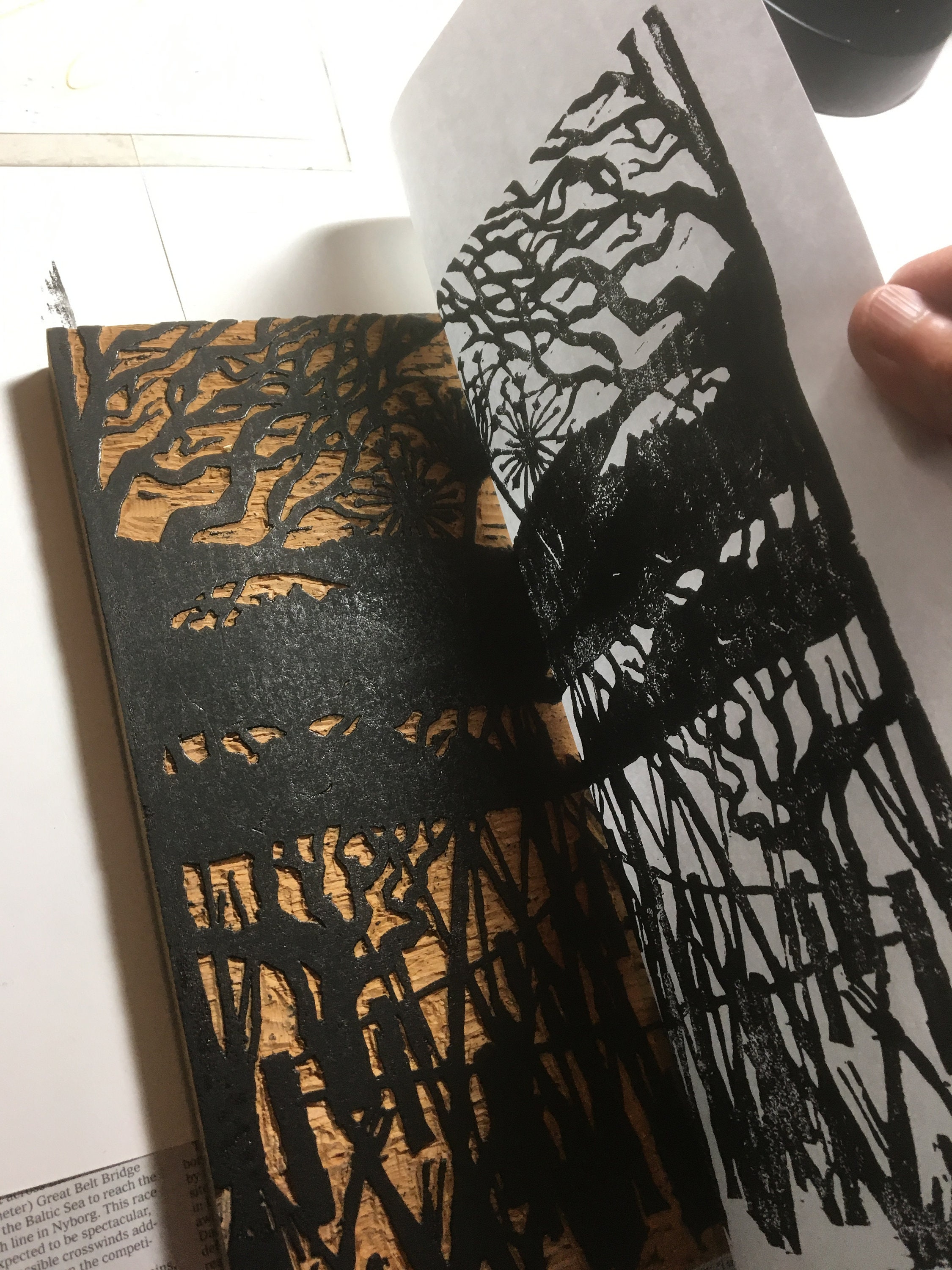 Woodcut Print of Autumn Garden, in Black and White, by Vermont Artist ...