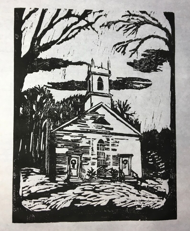 Woodcut of New England Meeting House With Wreaths by Vermont - Etsy