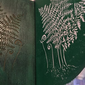 Woodcut Print of Sweet Ferns in Green by Margot Torrey - Etsy